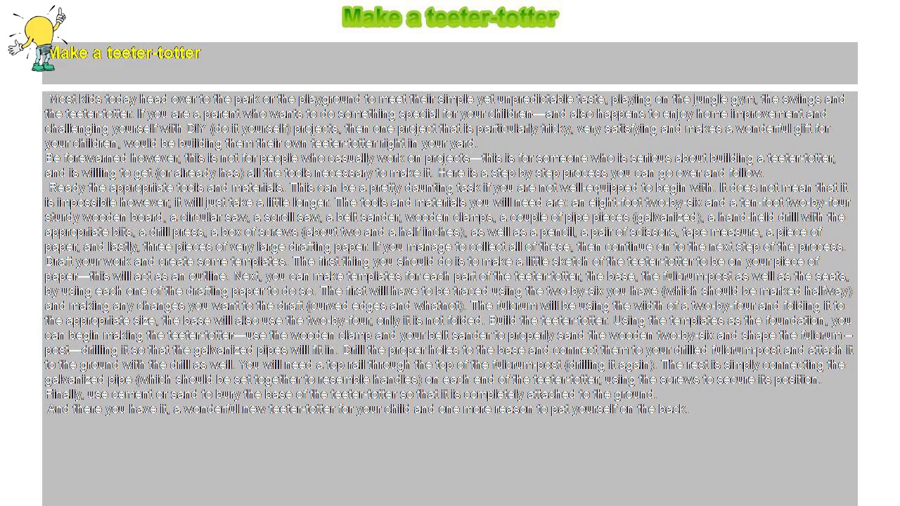 How to : Make a teeter-totter - YouTube