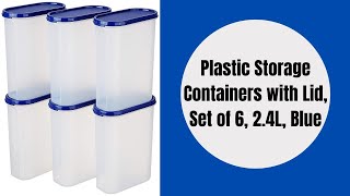 Amazon Brand - Solimo Modular Plastic Storage Containers with Lid, Set of 6, 2.4L, Blue