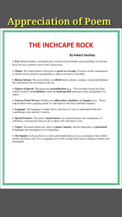 The Inchcape Rock || Appreciation of poem || #class12 #hsc #maharashtra ...