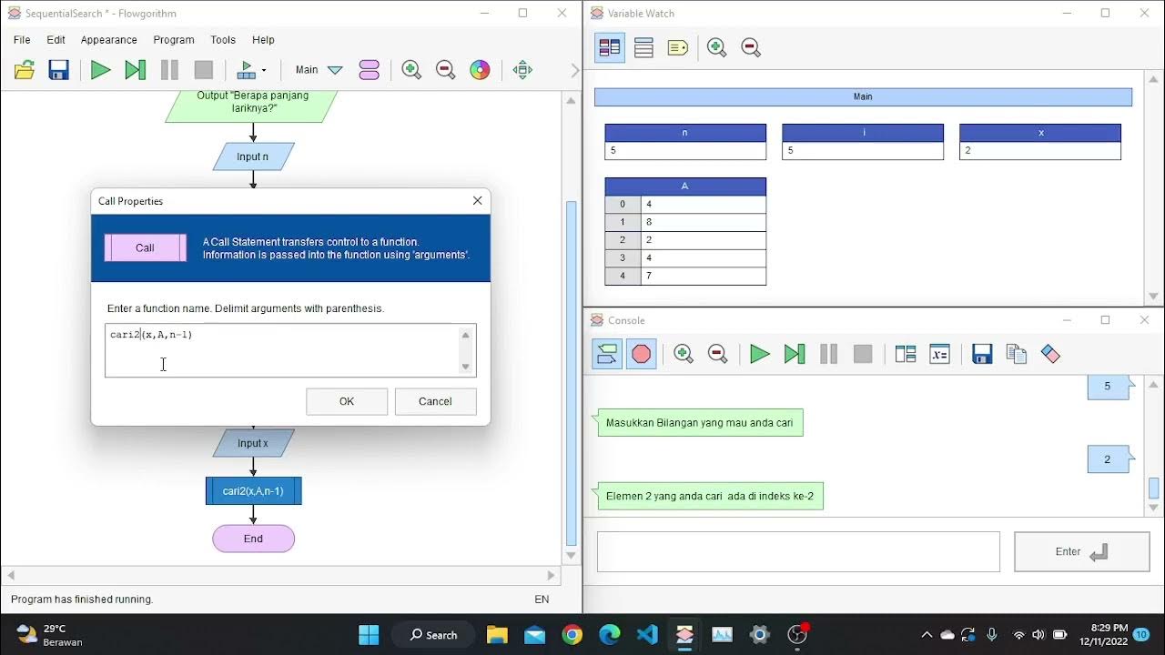 Cara Kerja Sequential Search di Flowgorithm - YouTube