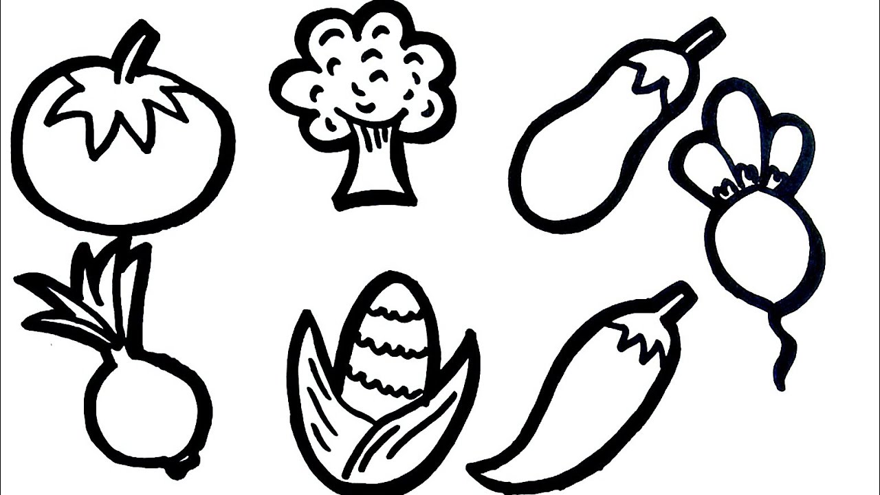 Vegetables drawing for kids | how to draw vegetables | step by step ...
