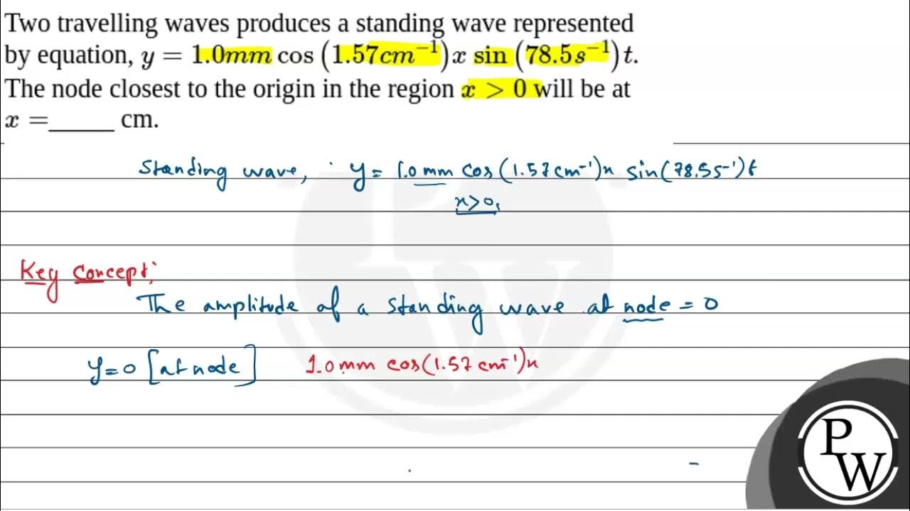 Two Travelling Waves Produces A Standing Wave Represented By Equation