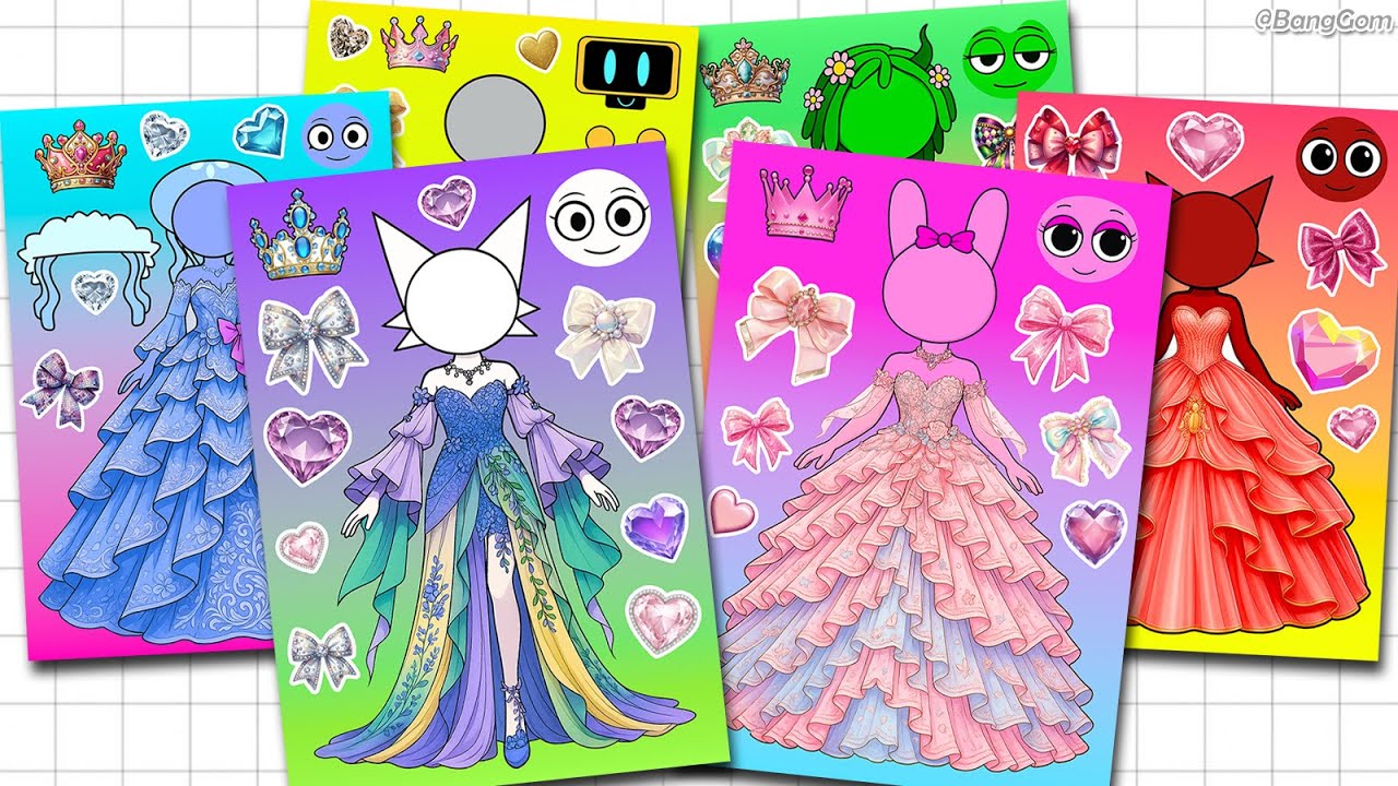 Sprunki Wedding Dress Clothes Paper Play Sticker Book 👰🏻 스프런키 웨딩드레스 ...