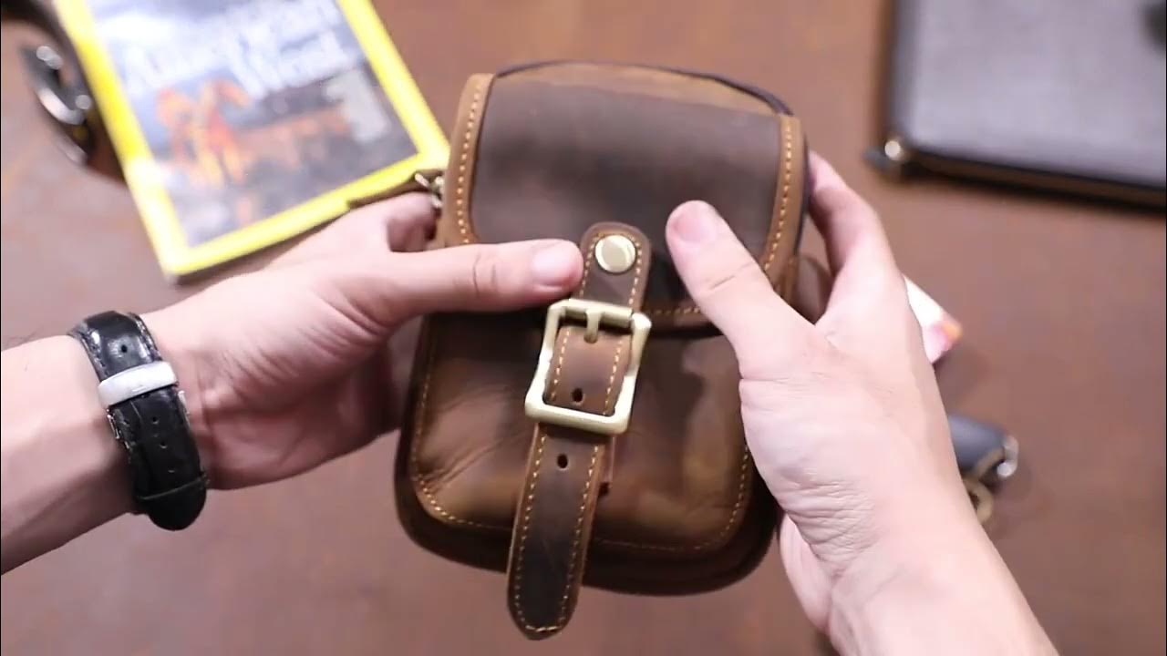 мужская кожаная сумка на ремень - YouTube