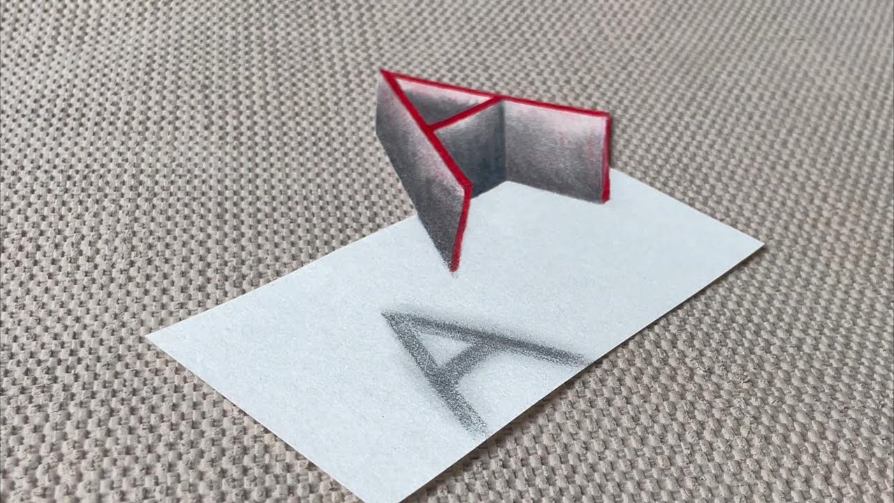 3D Floating Letter 'A' Illusion | Amazing Pencil Drawing - YouTube
