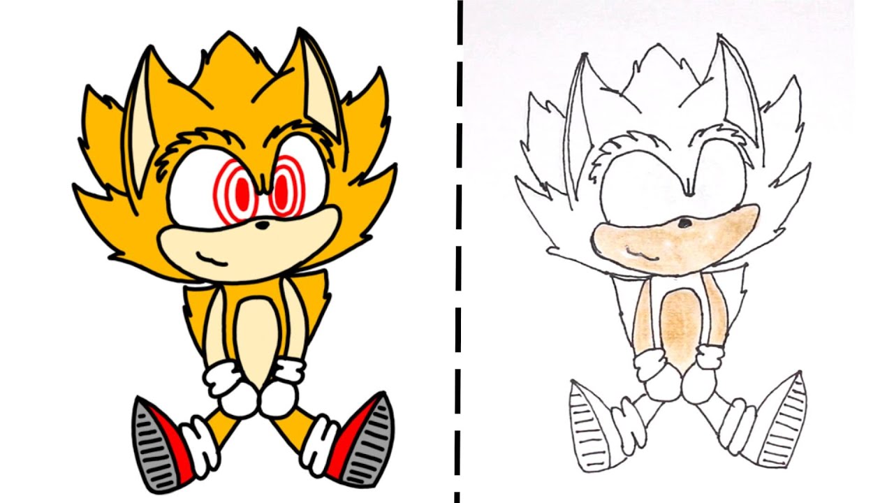 fleetway sonic | How to draw and color | Step by Step Demonstration ...