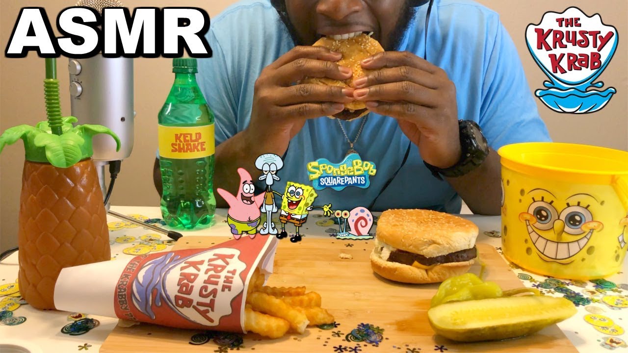 ASMR Spongebob Squarepants | Krusty Krab| Eating Sounds | Beard Asmr ...