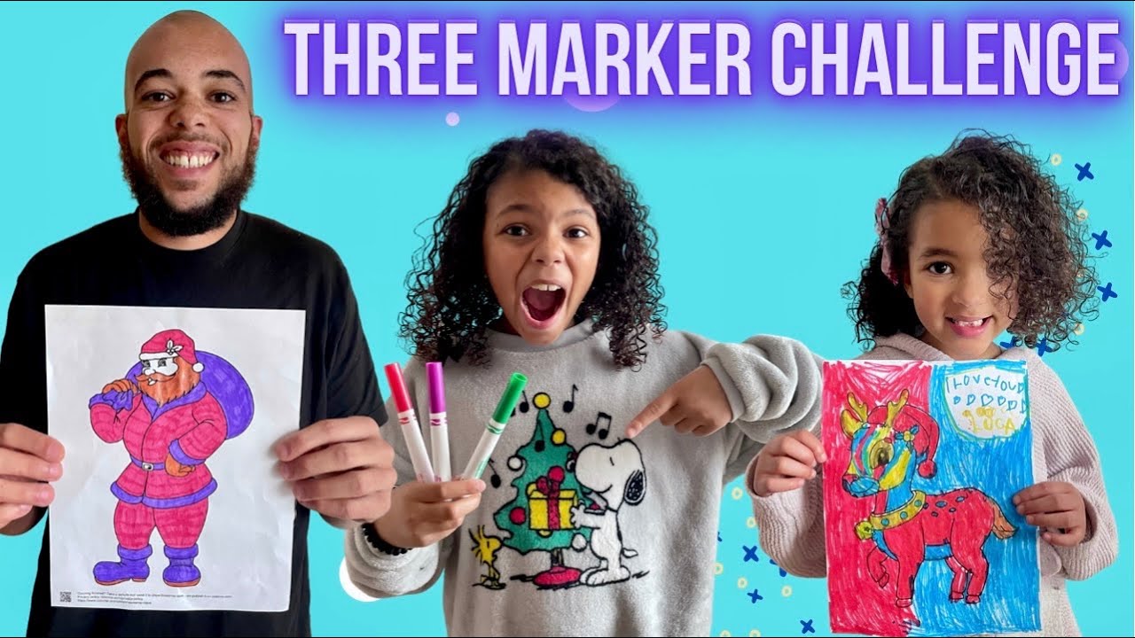 🎄 Holiday 3 MARKER CHALLENGE With The Rob Squad 🎅🏽🎁 VLOGMAS DAY 23 ...