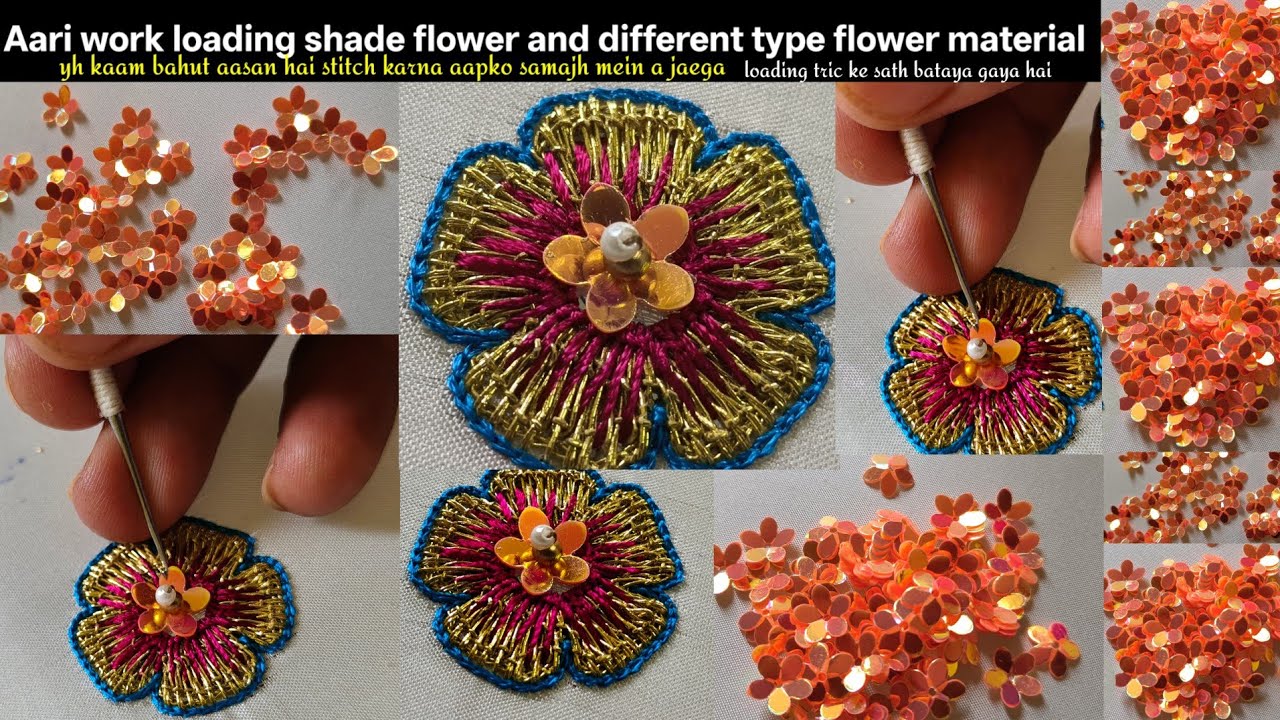 Aari work loading flower shade and different type flower material se ...