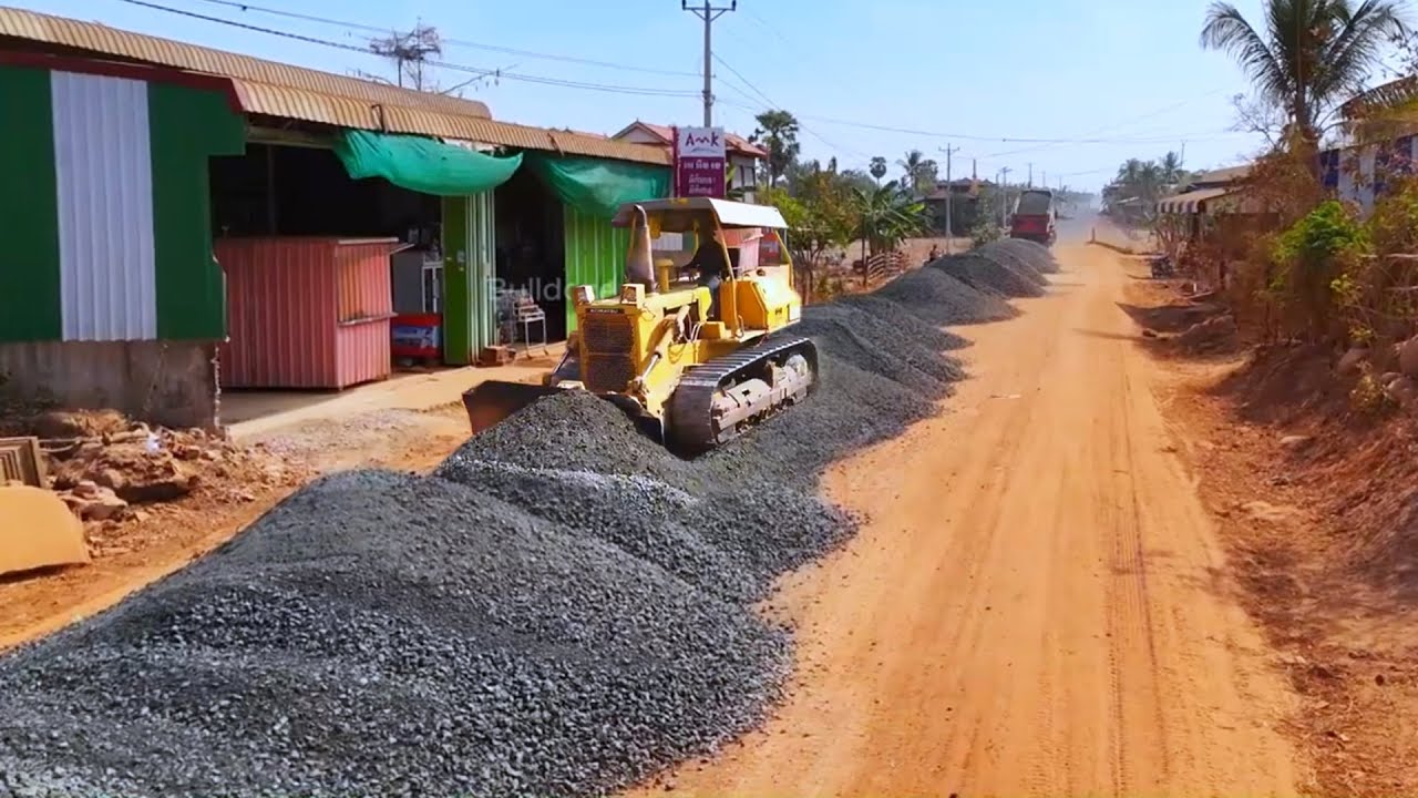 Bulldozer D41A Spreading Gravel Road Construction Step-by-Step Amazing ...