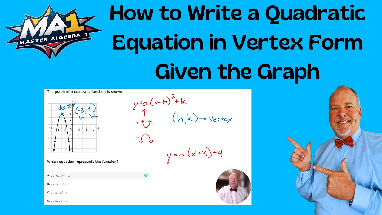 How to Write a Quadratic Equation in Vertex Form Given the Graph (T1Q44 ...