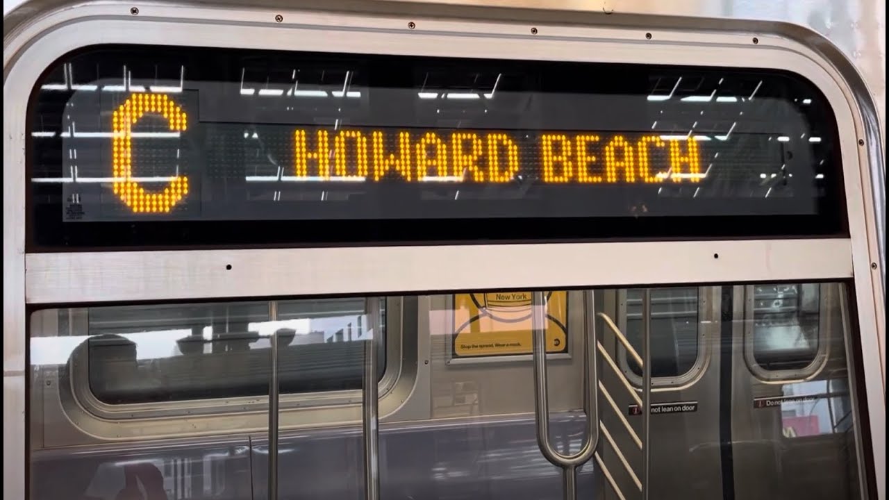 R160 C train to Howard Beach as a codebreak at Coney IsIand Stillwell ...