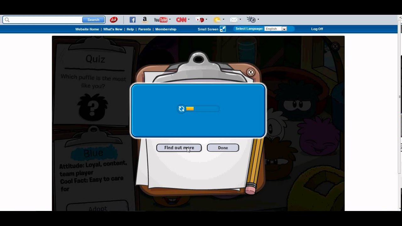 Club penguin adopting a blue puffle - YouTube
