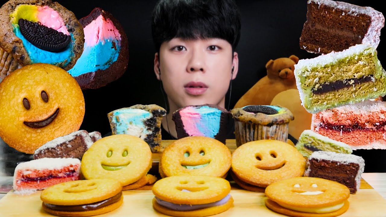 ASMR 스끄젬므쿠키 크림치즈머핀 레밍턴케이크 먹방 디저트 리얼사운드 Remington Cake MUKBANG DESSERT ...