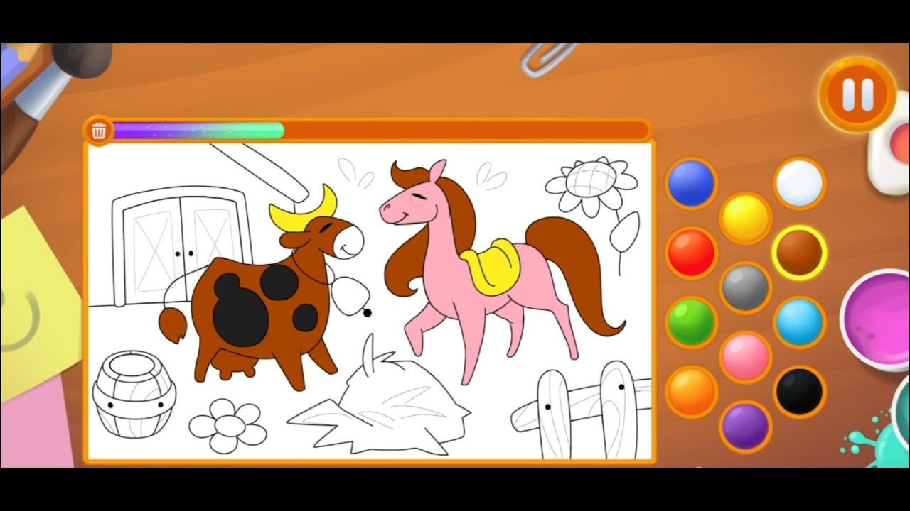 Mewarnai gambar kuda dan sapi | Game Color Learning | Baby Kids TV ...