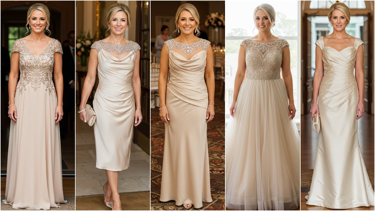BEAUTIFUL Mother of the Bride Dresses In Beige Color - Beige Dress ...