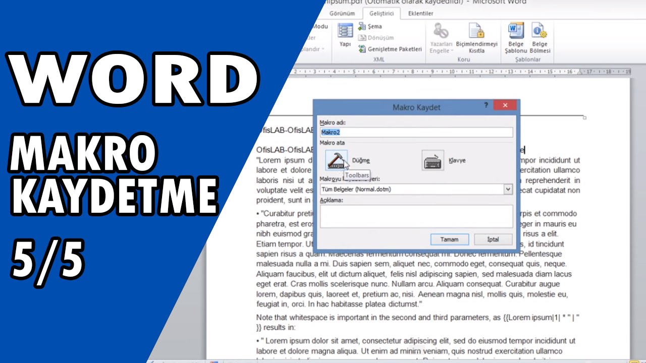 Word Makrolar | Word'de Makro Kaydetmek | 5. bölüm - YouTube