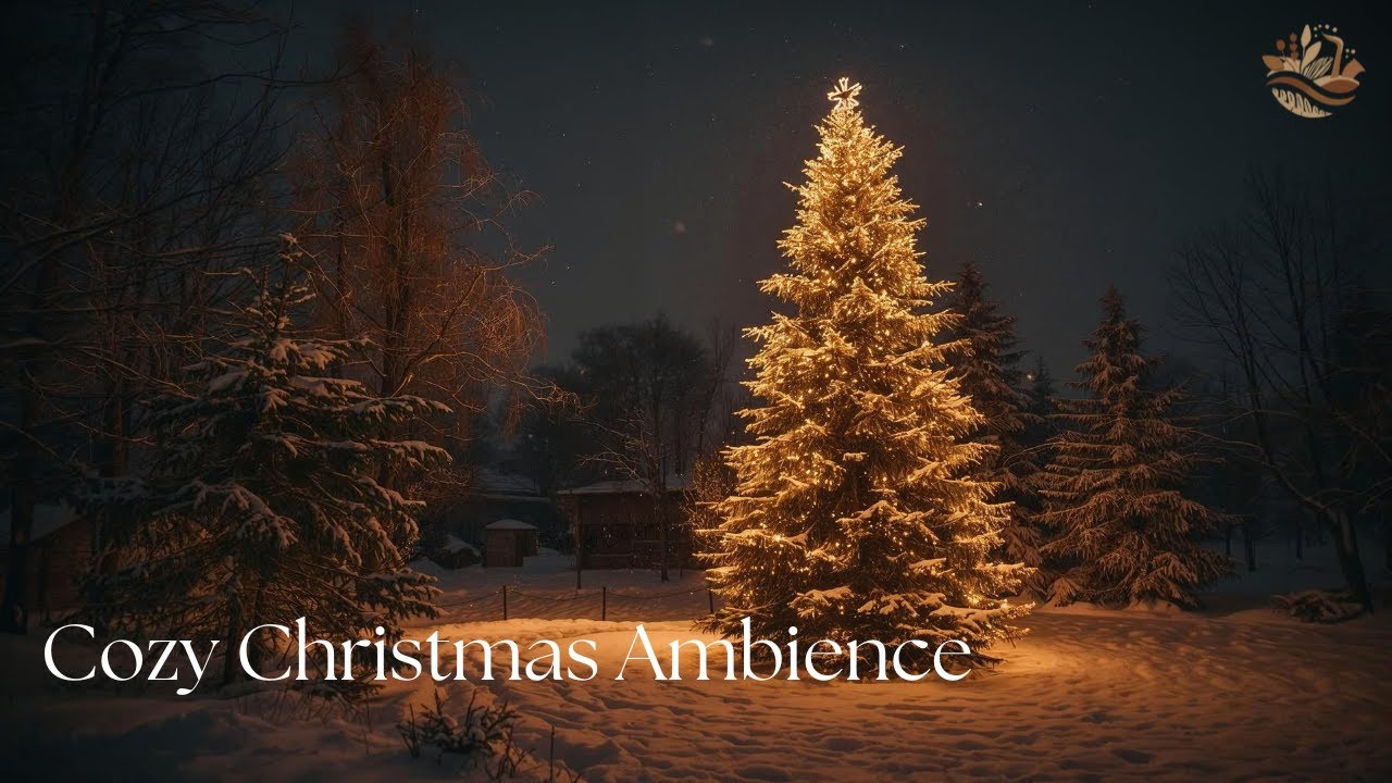 4K Cozy Christmas Tree in the Snow ️ | Peaceful Piano Carols to Relax ...