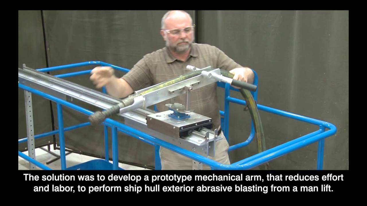 Abrasive Blasting Arm for Man Lift Video - YouTube