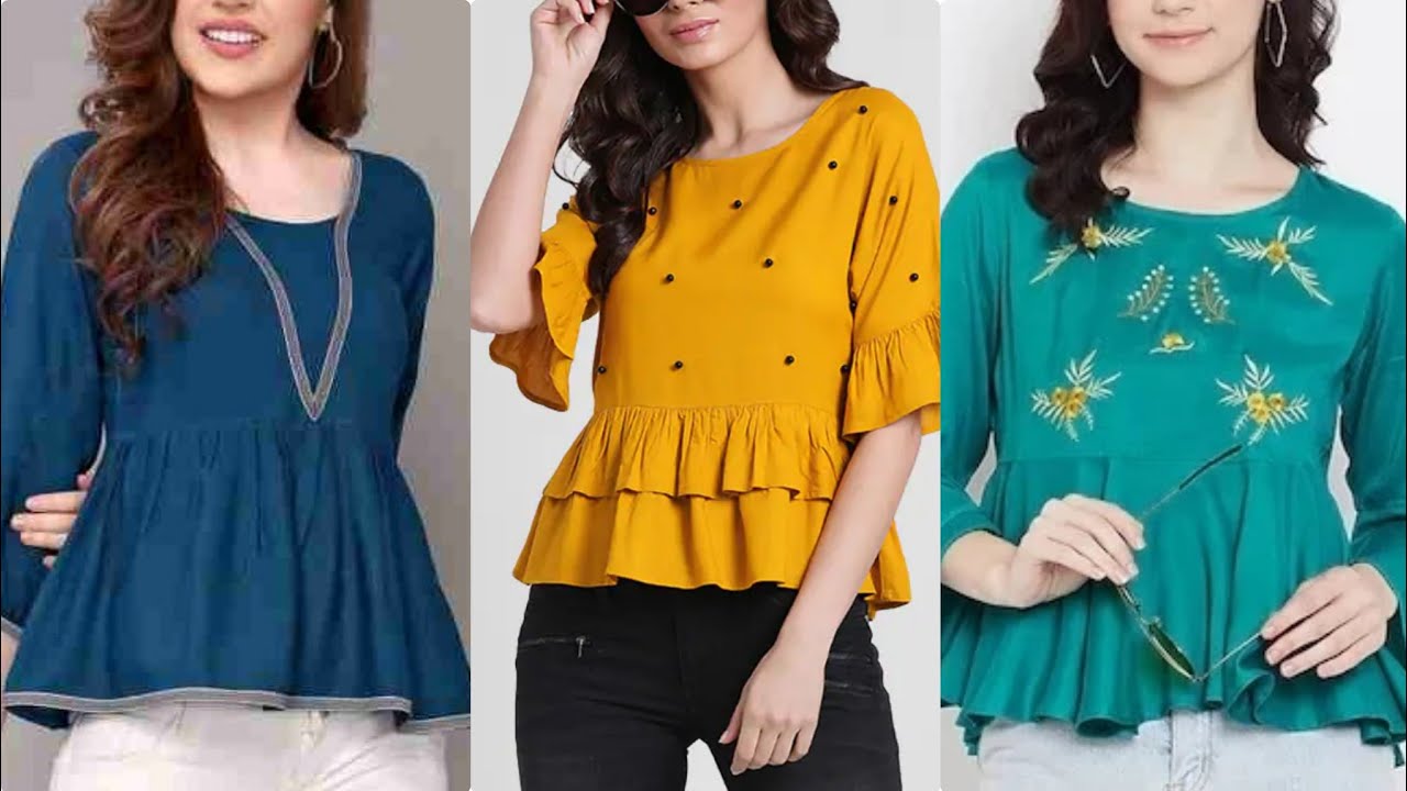 Latest Top collections for girls 2021 | Peplum Tops for girls | Jeans ...