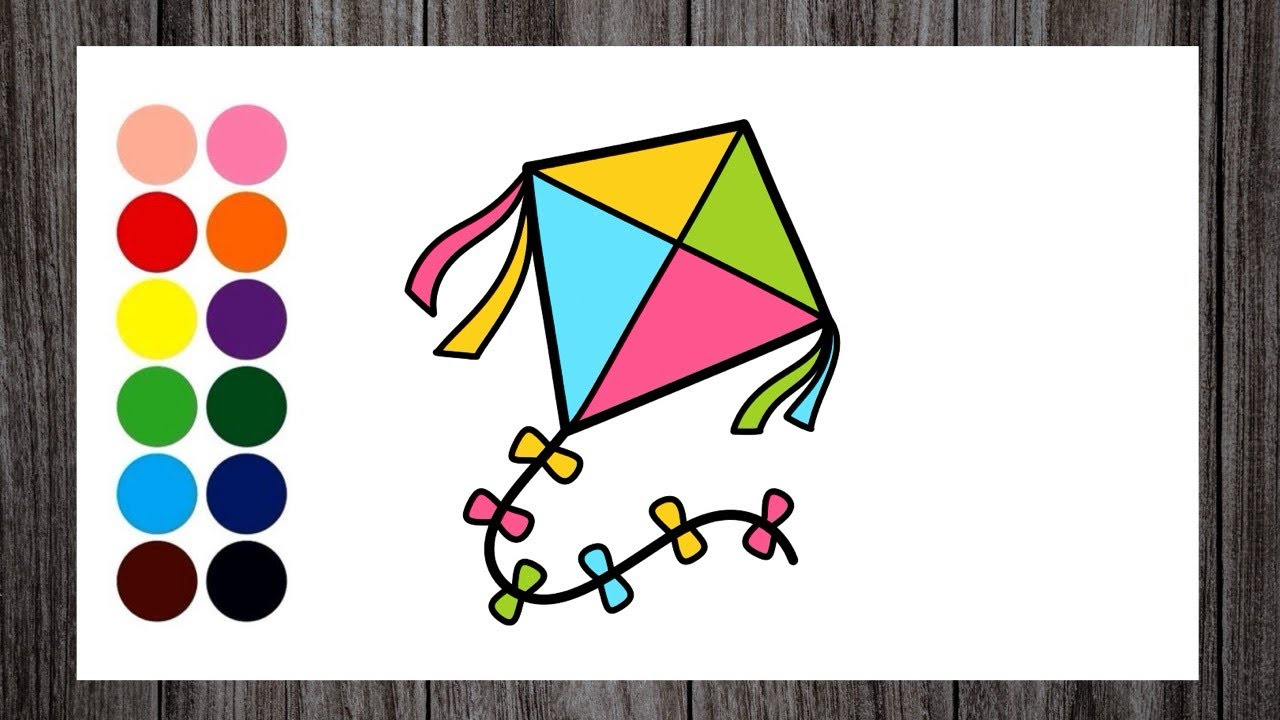 How to Draw a Kite Step by Step Easy for Kids | Kite Drawing | Patang ...