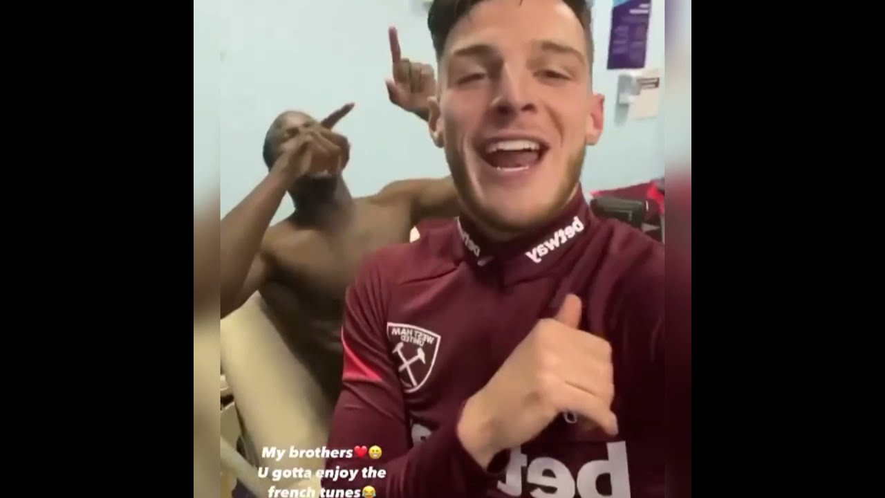 Zouma and Declan Rice dancing to French song after win over Aston Villa ...