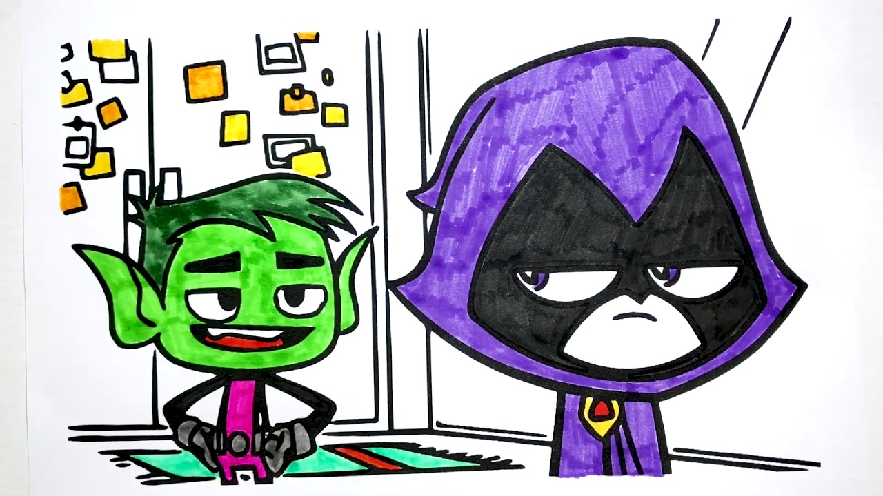 Teen Titans go, Corvina & Bibi, Raven & BB coloring pages for kids 0002 ...
