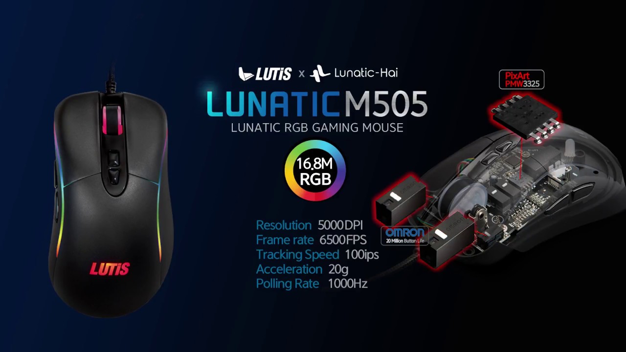LUTiS - LUNATIC M505 RGB Gaming Mouse LED Effect - YouTube