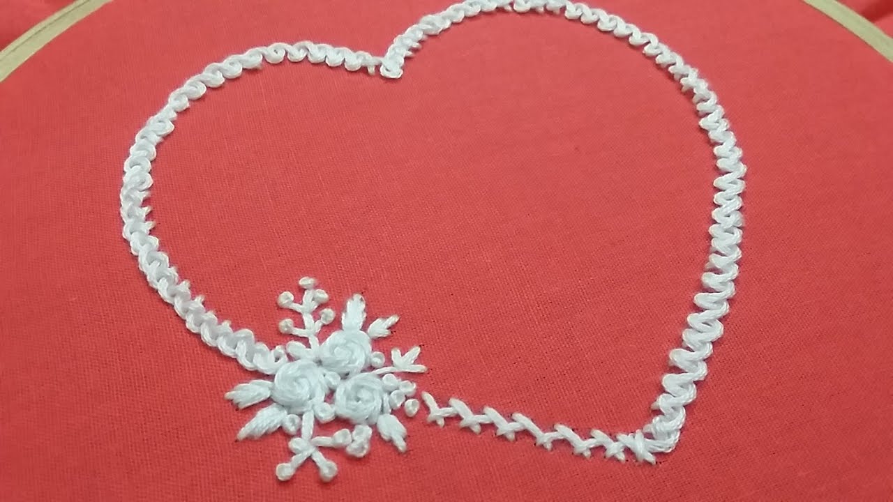 Scroll Stitch, Heart shaped embroidery design with scroll stitch - YouTube