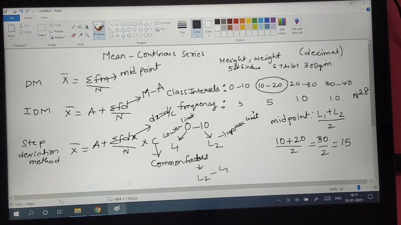 Mean - continuous series - Measures of central tendency - YouTube