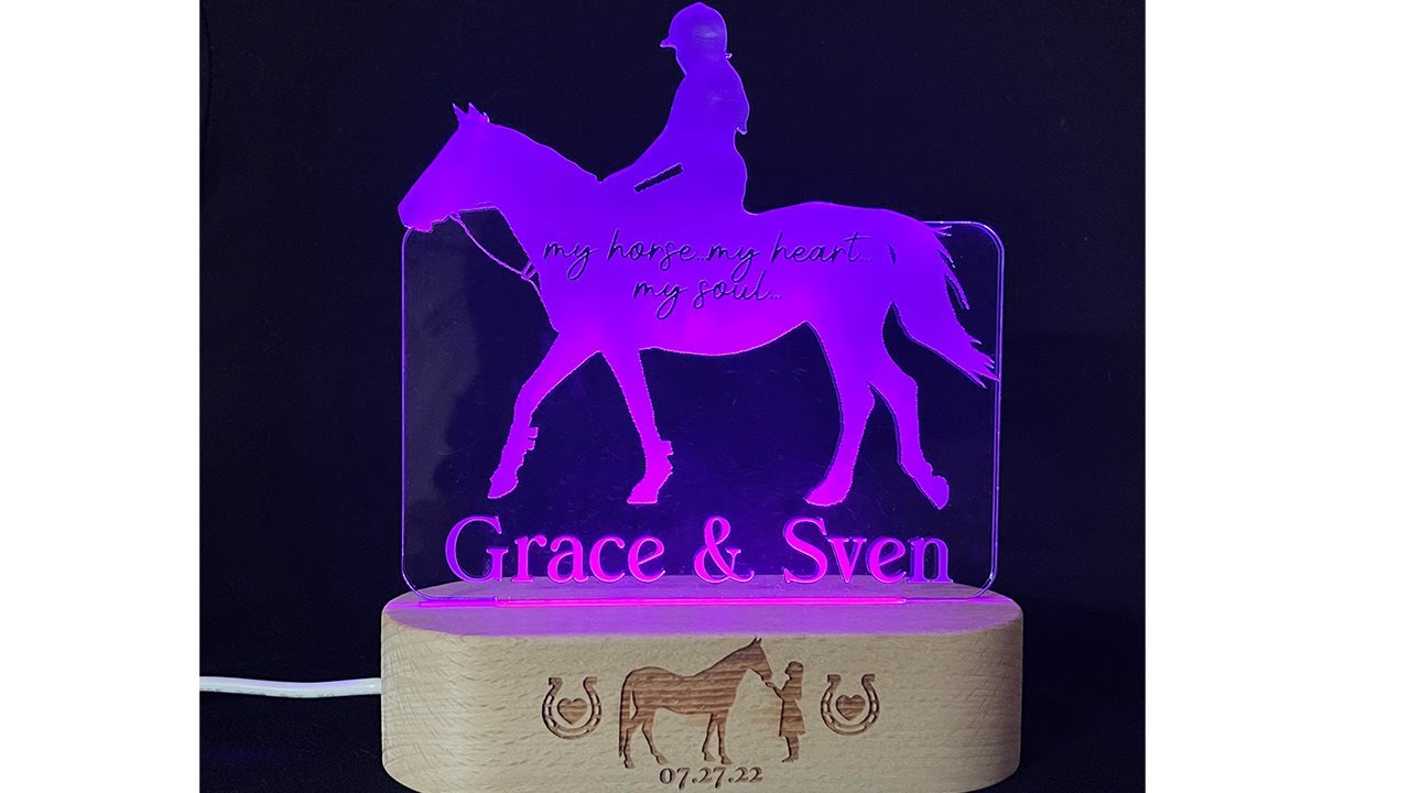 Custom LED Light Horse Lovers Sign. Laser cut and engraved. - YouTube