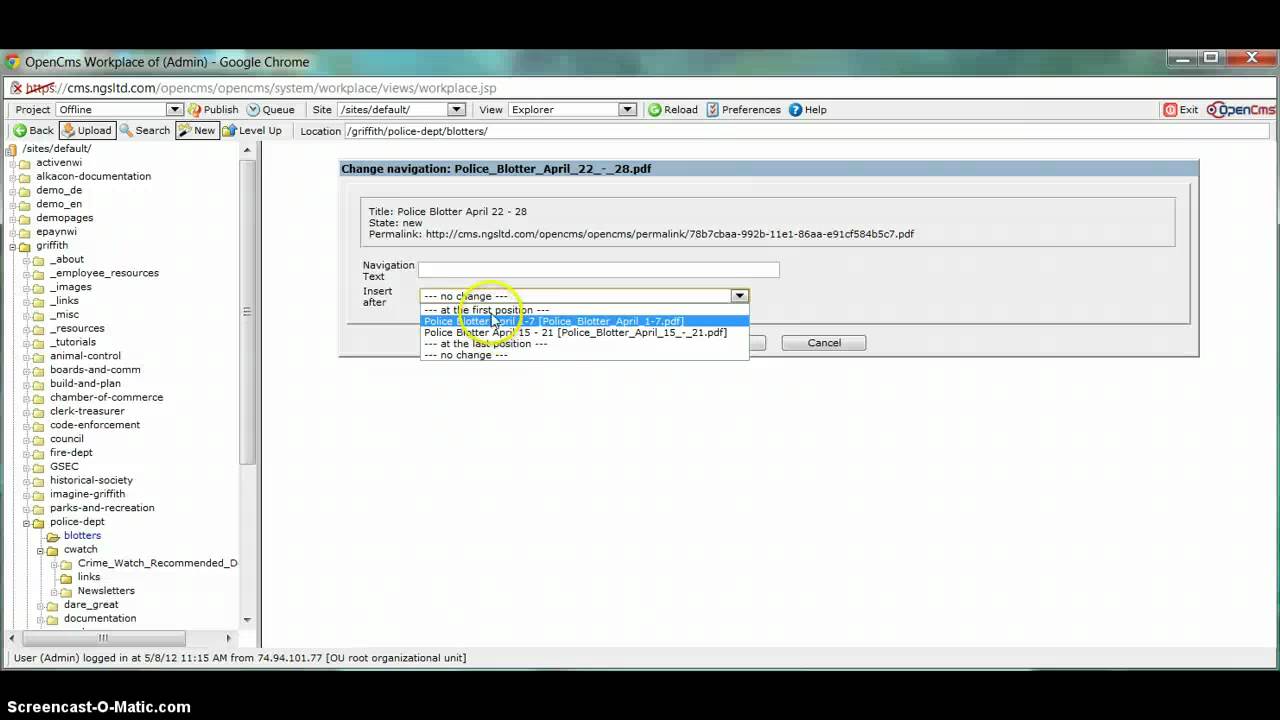 Uploading documents to OpenCMS folder - YouTube