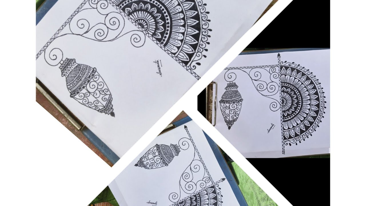 How to draw a Lamp Mandala art | Lamp Post Mandala art | Mandala ...