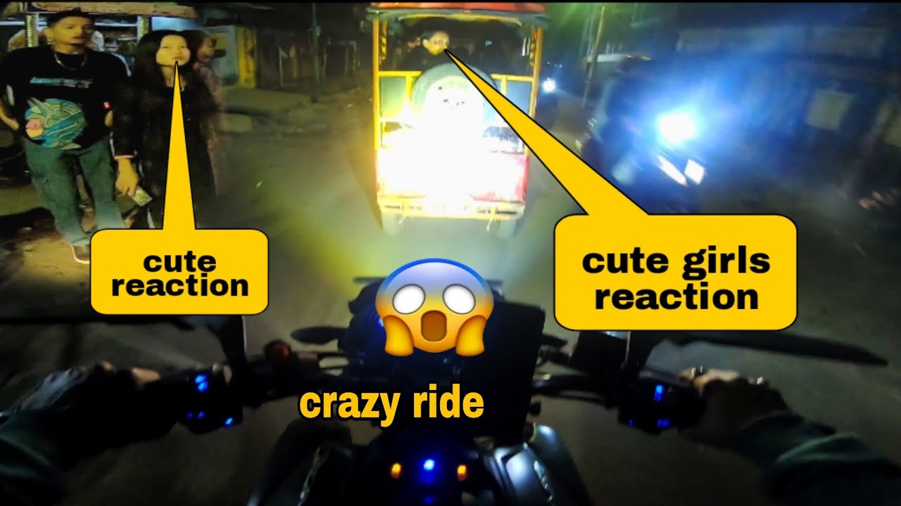 night vlog cute girl reaction bom #gopro #motovlog #publicreaction # ...