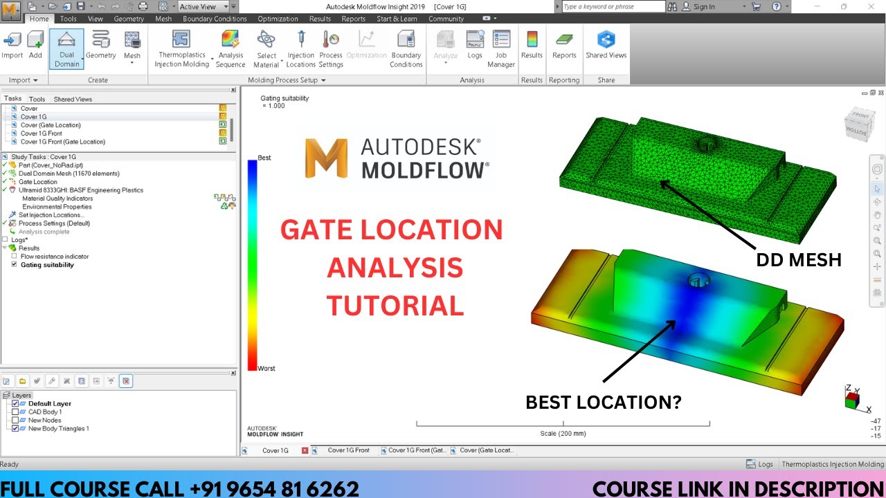 HINDI | 159. Gate Location Analysis | Moldflow Analysis Course - YouTube