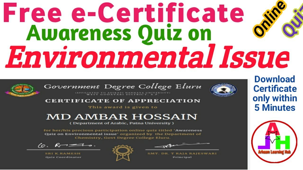 Awareness Quiz On Environmental Issue | Online Quiz | Free Quiz ...