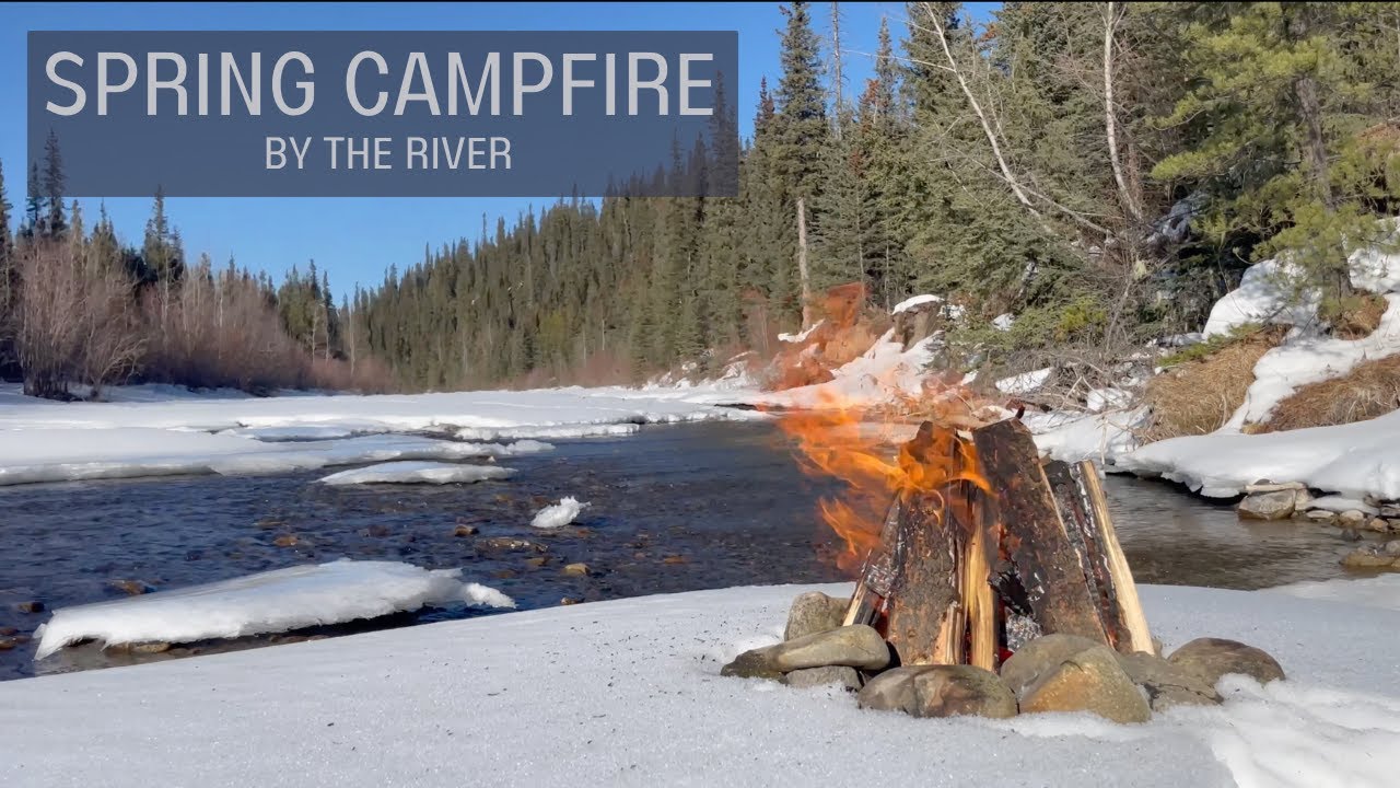 Tranquil Spring River Campfire Relaxation, Study, Meditation with ...