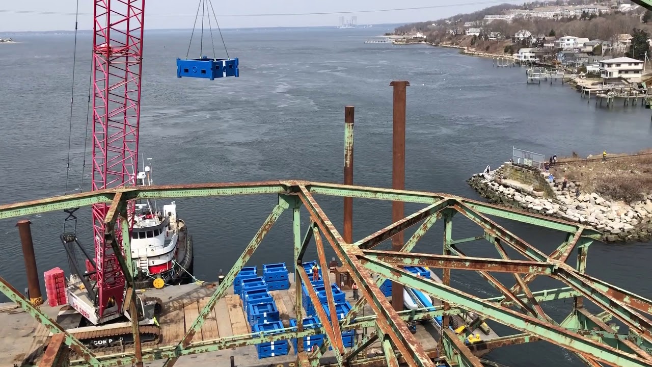 Old Sakonnet River Bridge Being Taken Down 4/12/18 - YouTube