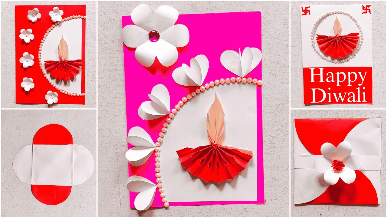 How To Make 4 Easy Card For Diwali | Diwali Card Making With Paper ...