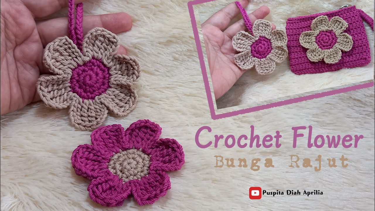 Bunga Rajut // Crochet Flower // mudah untuk pemula - YouTube