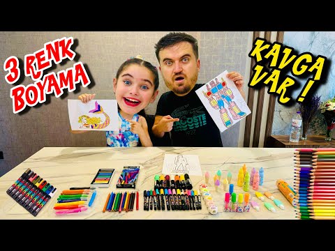 ELİF SİNEM 3 RENK BOYAMA CHALLENGE !! SONUNDA KAVGA VAR !!