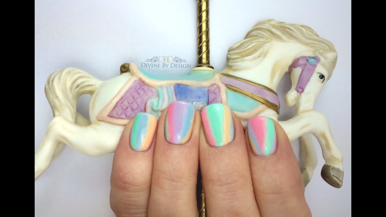 Pastel Carousel Nail Art (Using Gel II / Gel 2) - YouTube