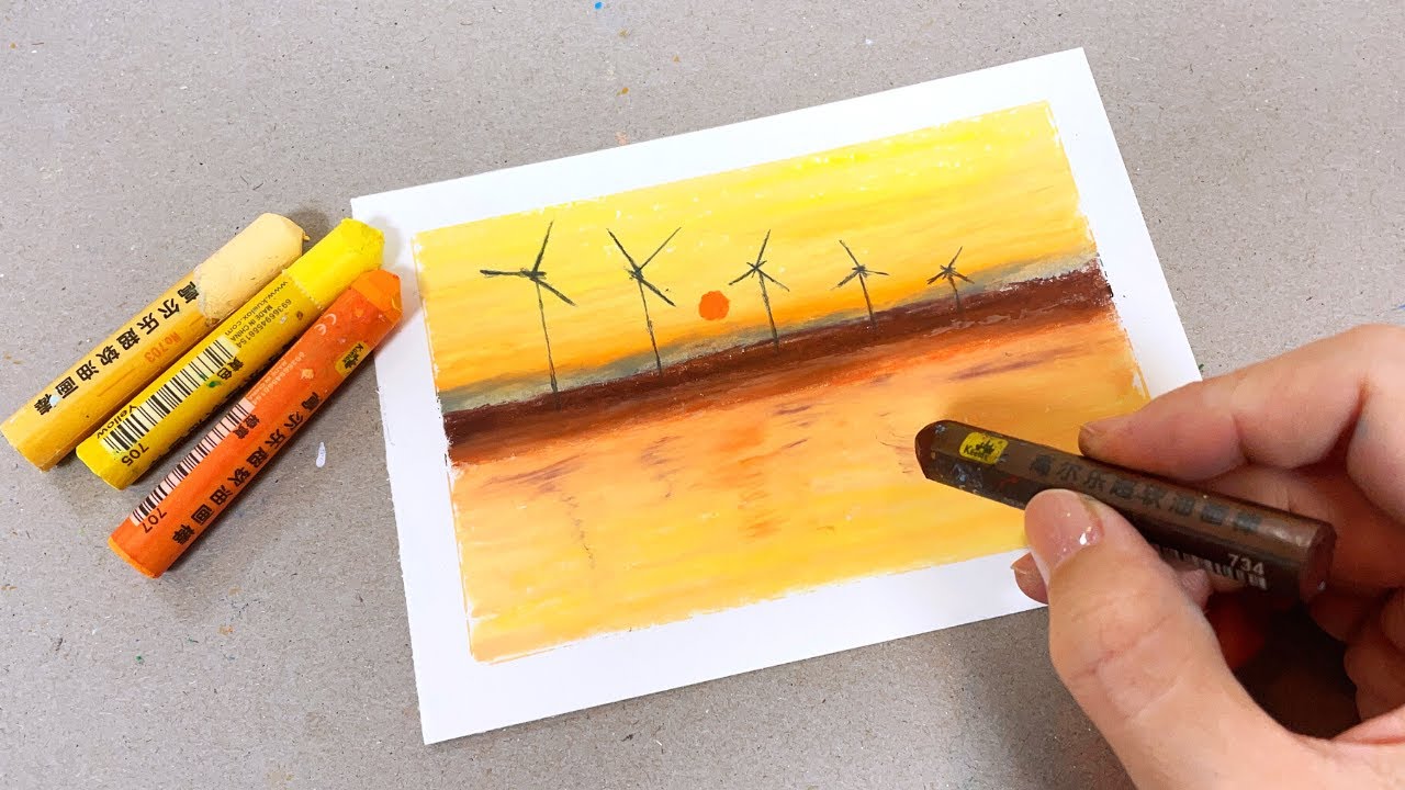 How to Paint Windmill in Sunset Step by Step for Beginners | Soft Oil ...