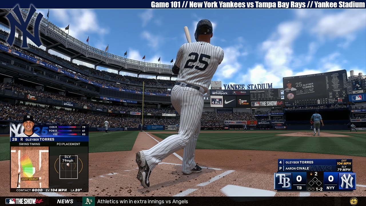 MLB THE SHOW 24 | New York Yankees vs Tampa Bay Rays | Game 101 - YouTube