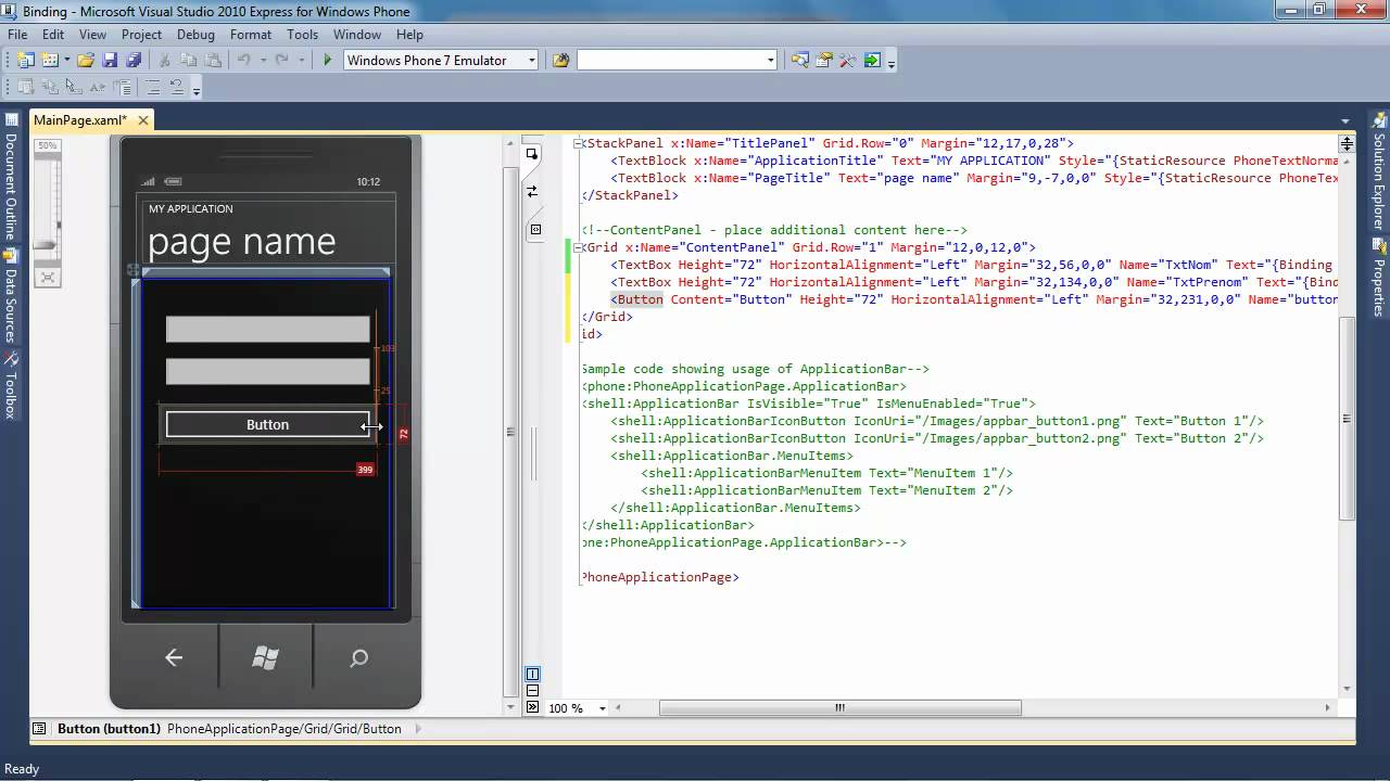 Le Binding Silverlight Sous Windows Phone 7 Partie 12 Youtube