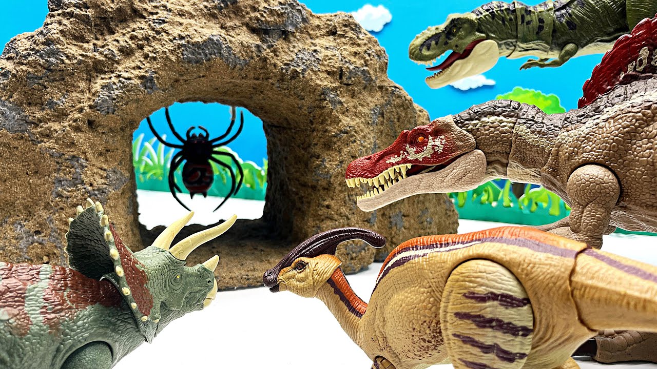 Dinosaur Attack In Scary Cave Tyrannosaurus Rex Brachiosaurus - YouTube
