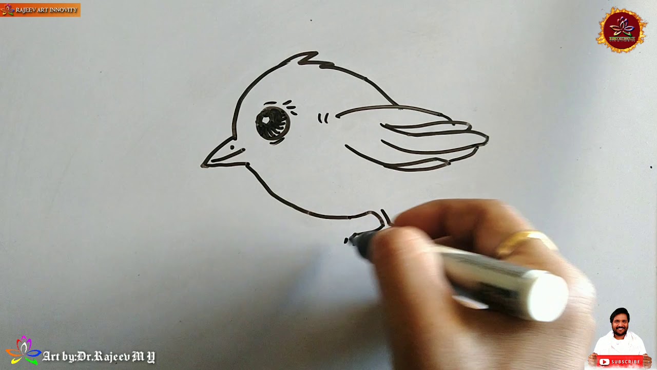 How to draw A baby bird drawing | line drawing | for beginner kids easy ...