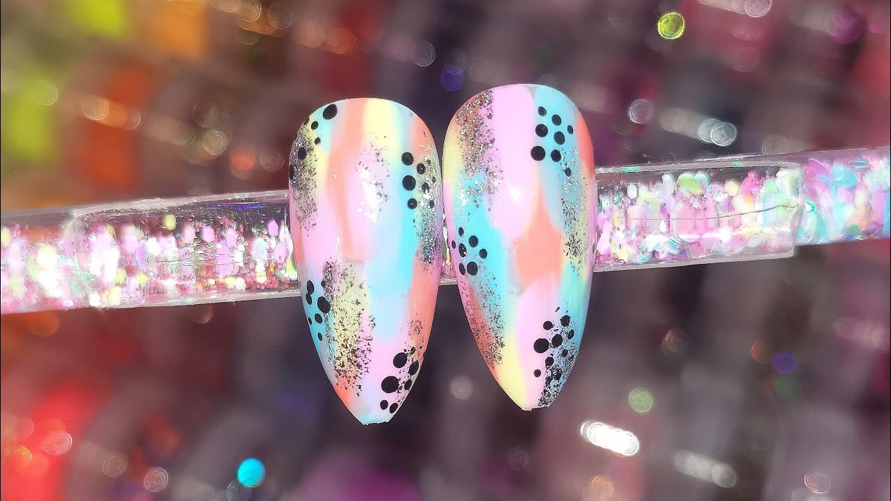 NAIL ART: Abstract Gel Design Using Leftover Gels - YouTube