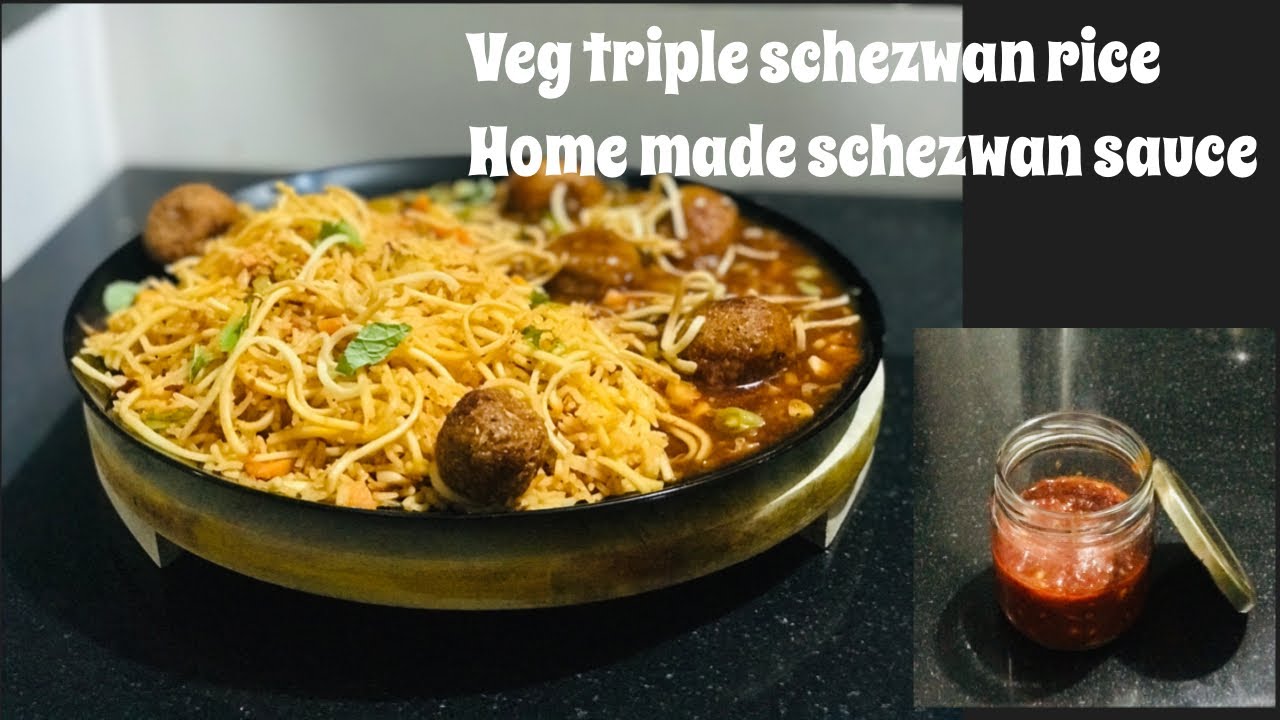 Veg triple schezwan rice/home made schezwan sauce/Shaniz Cookinglab ...