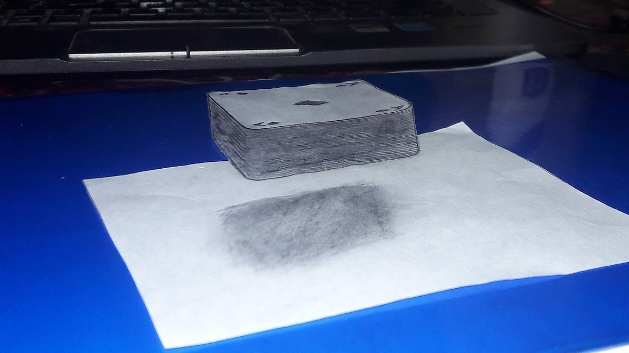 Drawing 3D Floating Playing Cards | Amazing Anamorphic Illusion | 3D ...